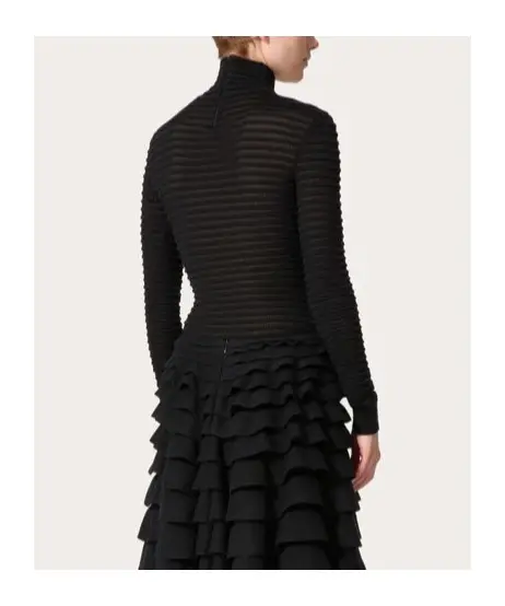 Valentino Garavani High Neck Long-sleeved Ribbed Top