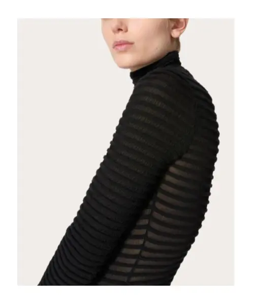 Valentino Garavani High Neck Long-sleeved Ribbed Top