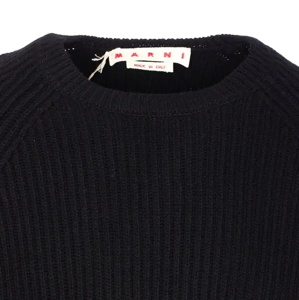 Marni Panelled Logo Embroidered Jumper