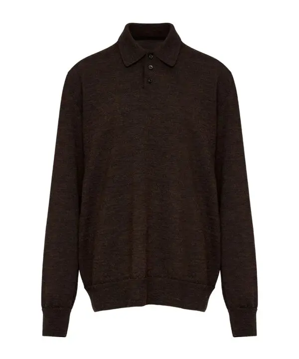 MAISON MARGIELA Elbow-patch Wool Polo Shirt - Brown