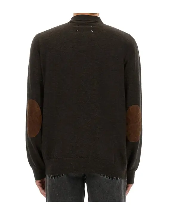 MAISON MARGIELA Elbow-patch Wool Polo Shirt - Brown