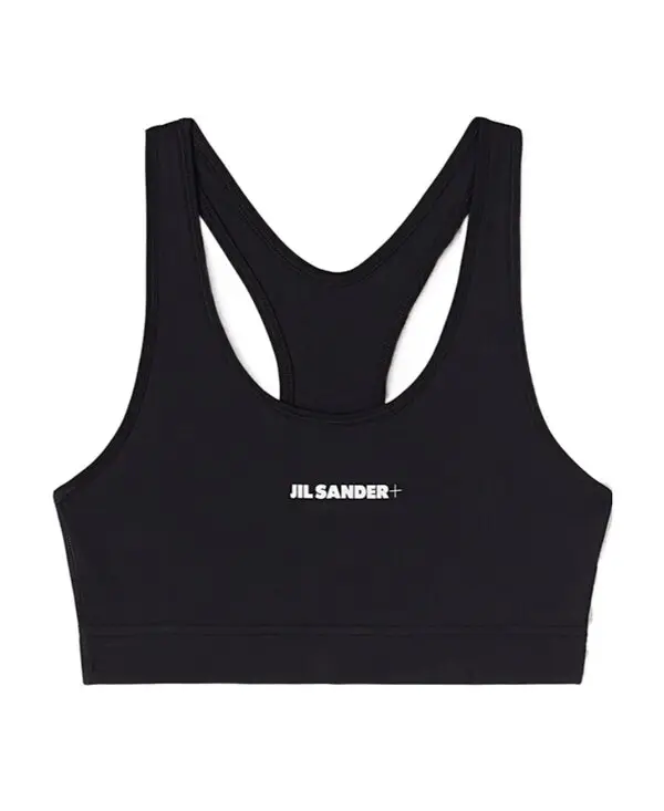 JIL SANDER Logo Printed Sports Bra - Black