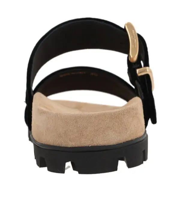 Miu Miu Suede Buckle Sandals - Black