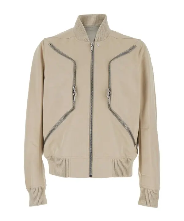 Rick Owens Long-sleeved Casual Jacket With Zipper Closure - Beige