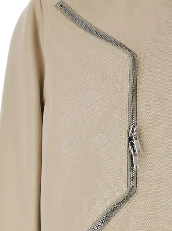 Rick Owens Long-sleeved Casual Jacket With Zipper Closure - Beige