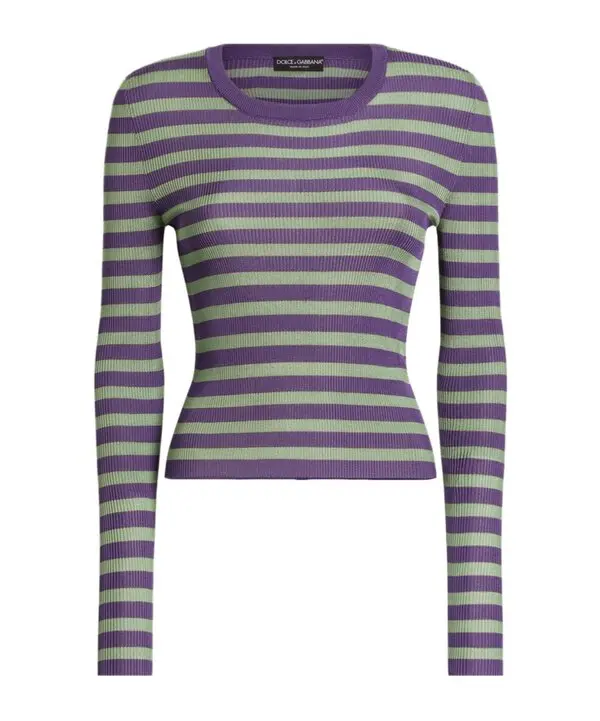 Dolce & Gabbana Striped Ribbed Long Sleeve Sweater