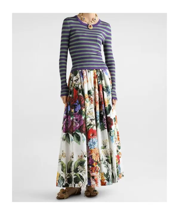 Dolce & Gabbana Striped Ribbed Long Sleeve Sweater