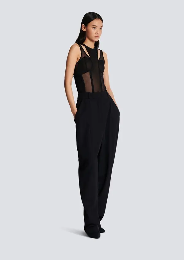 Balmain Tulle Cut-out Bodysuit