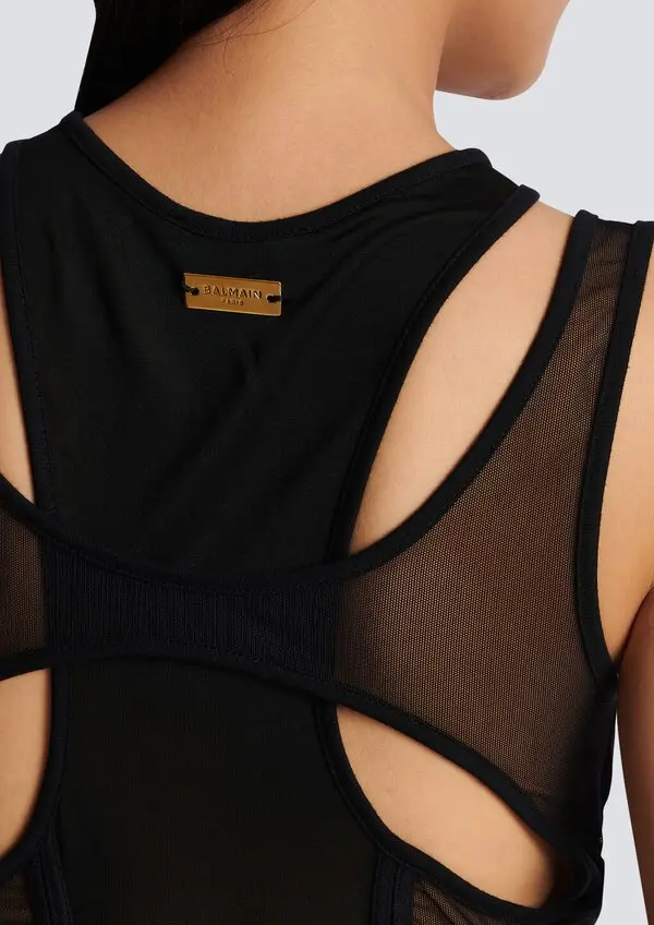 Balmain Tulle Cut-out Bodysuit