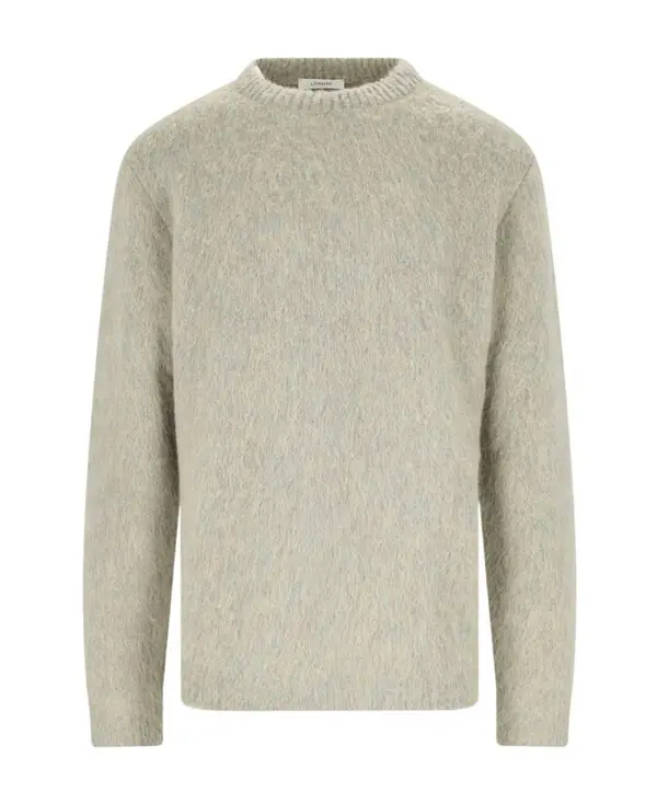 LEMAIRE Crew Neck Brushed-effect Jumper - Gray