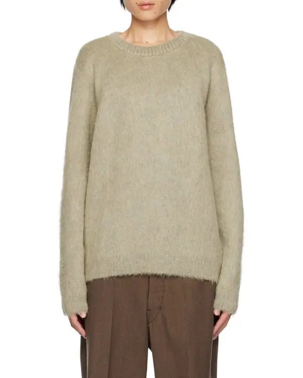 LEMAIRE Crew Neck Brushed-effect Jumper - Gray