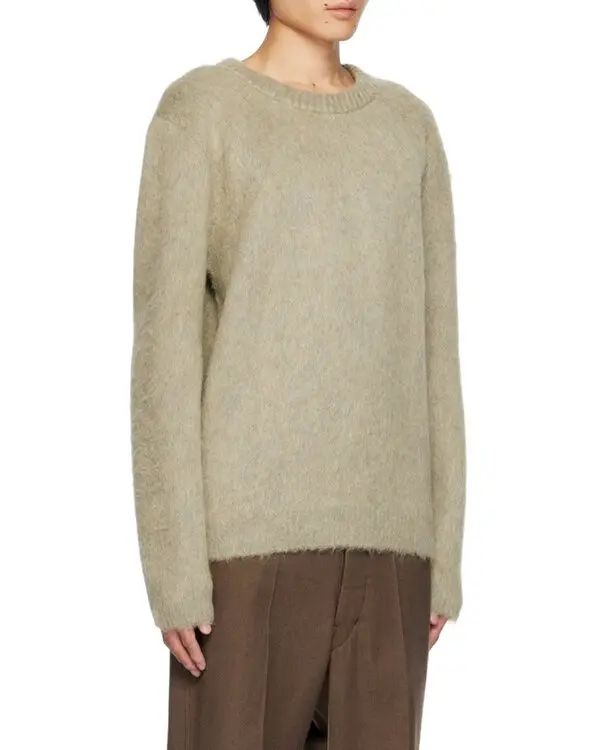 LEMAIRE Crew Neck Brushed-effect Jumper - Gray