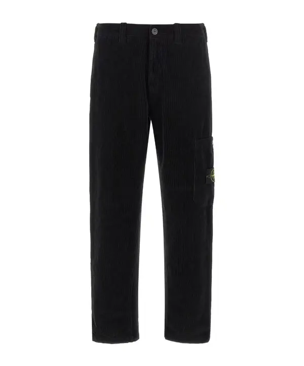 Stone Island Corduroy Cargo Trousers - Black
