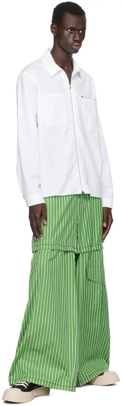 Marni Logo Printed Long-sleeved Zipped Shirt - White
