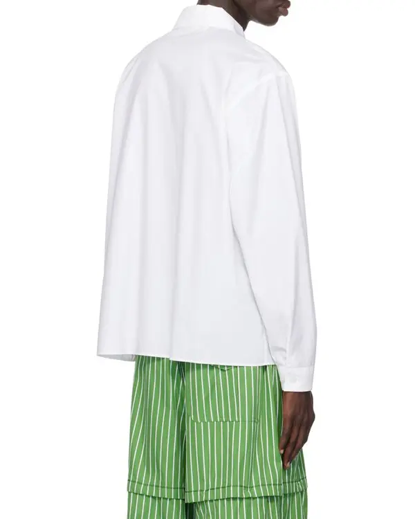 Marni Logo Printed Long-sleeved Zipped Shirt - White