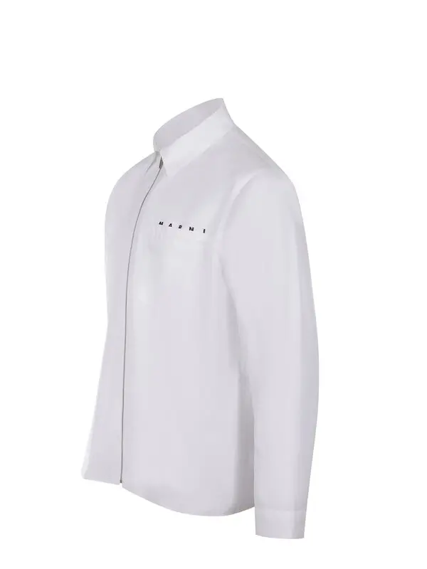 Marni Logo Printed Long-sleeved Zipped Shirt