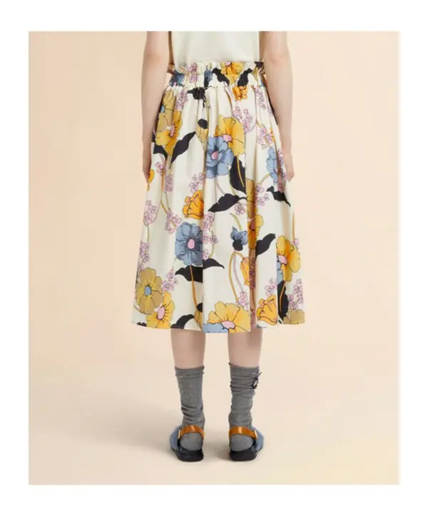 Marni Melodia Printed Poplin Midi Skirt - Nude
