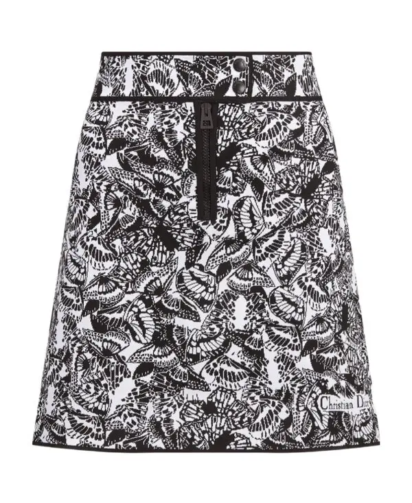 Dior And White Butterfly Print Mini Skirt
