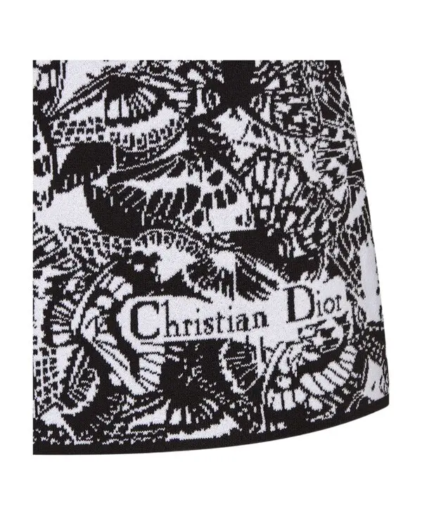 Dior And White Butterfly Print Mini Skirt