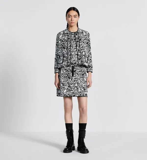 Dior And White Butterfly Print Mini Skirt