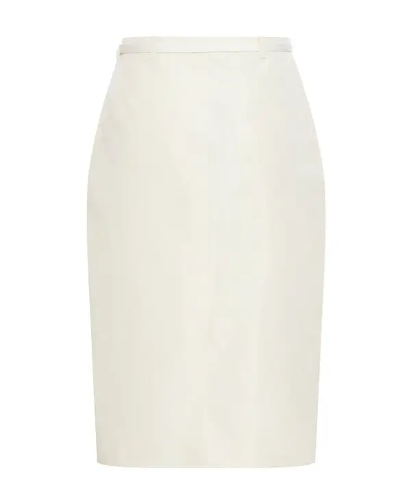 Prada High-waist Logo Buckle Straight Faille Skirt