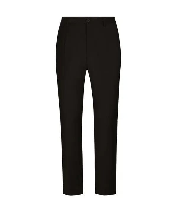Dolce & Gabbana Logo Embroidered Straight Leg Trousers - Black