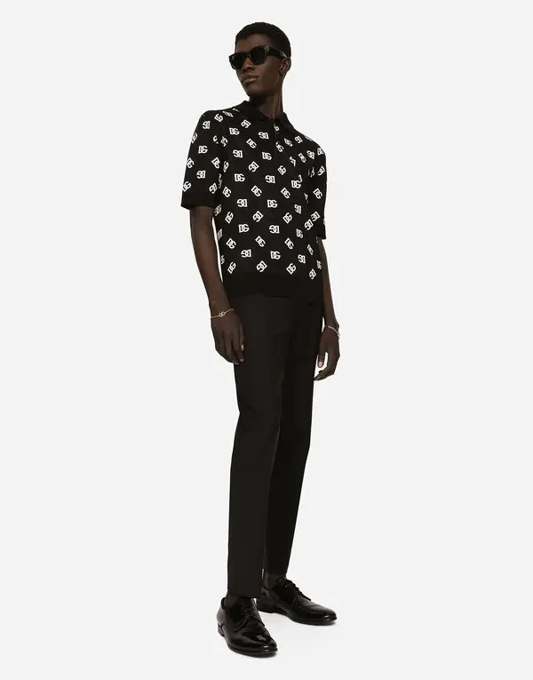 Dolce & Gabbana Logo Embroidered Straight Leg Trousers - Black