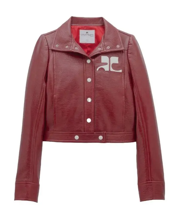 COURREGES Cropped Vinyl Jacket With Applique - Red