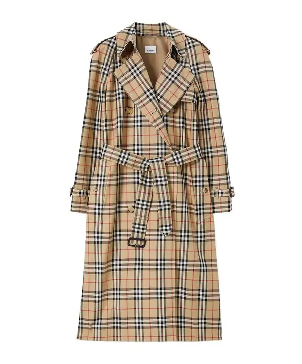 Burberry Vintage Check-printed Belted Trench Coat - Nude