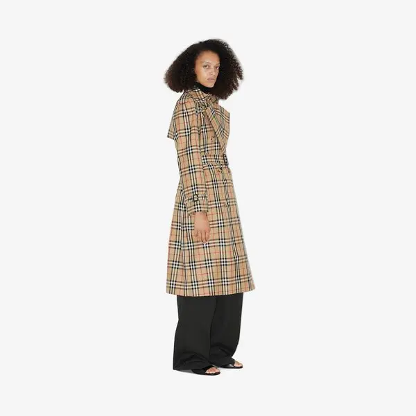 Burberry Vintage Check-printed Belted Trench Coat - Nude