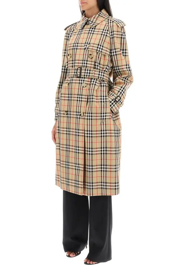 Burberry Vintage Check Belted Trench Coat