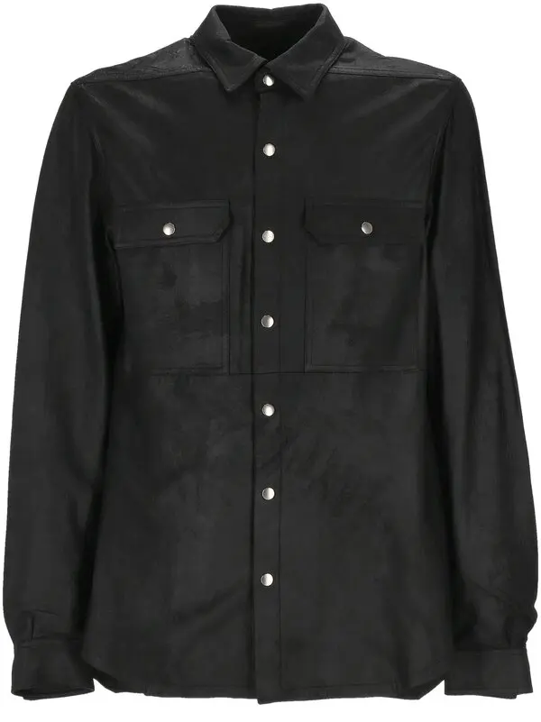 Rick Owens Leather Shirt Jacket - Black