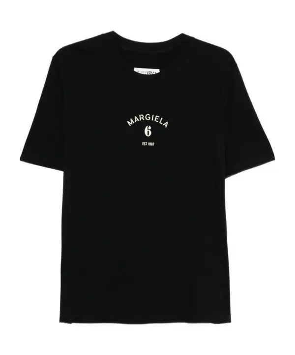 MAISON MARGIELA Logo Printed Crewneck T-shirt - Black