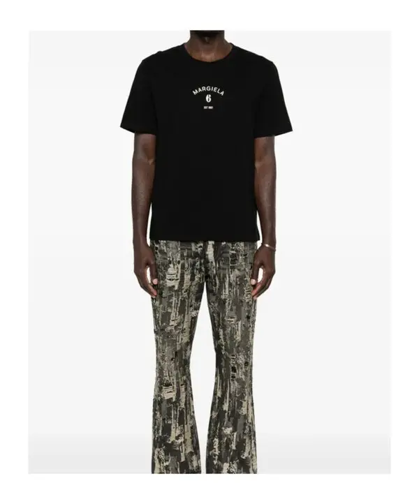 MAISON MARGIELA Logo Printed Crewneck T-shirt - Black