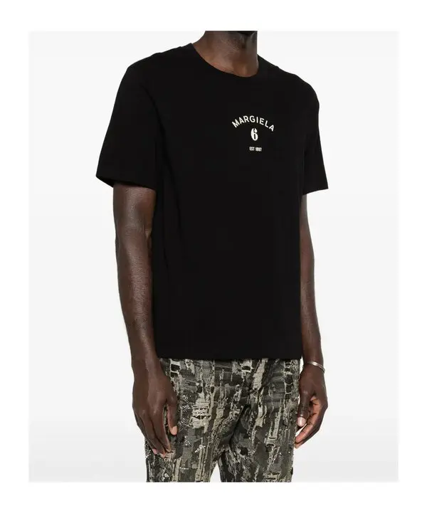 MAISON MARGIELA Logo Printed Crewneck T-shirt - Black