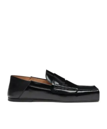Jacquemus Square-toe Flat Slip-on With Wide Buckle Detail - Black