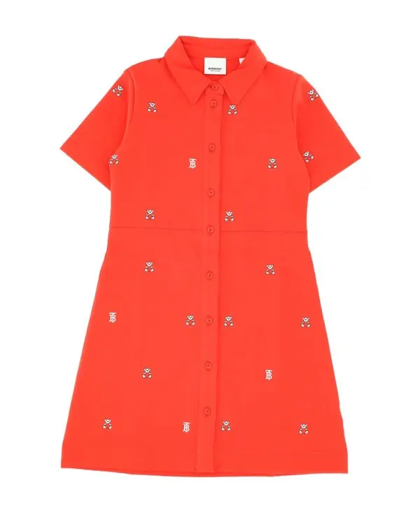 Burberry Monogram Teddy Embroidered Shirt Dress