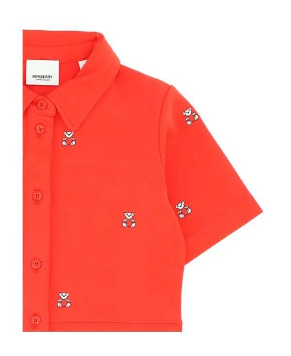 Burberry Monogram Teddy Embroidered Shirt Dress