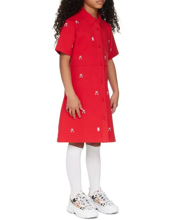 Burberry Monogram Teddy Embroidered Shirt Dress