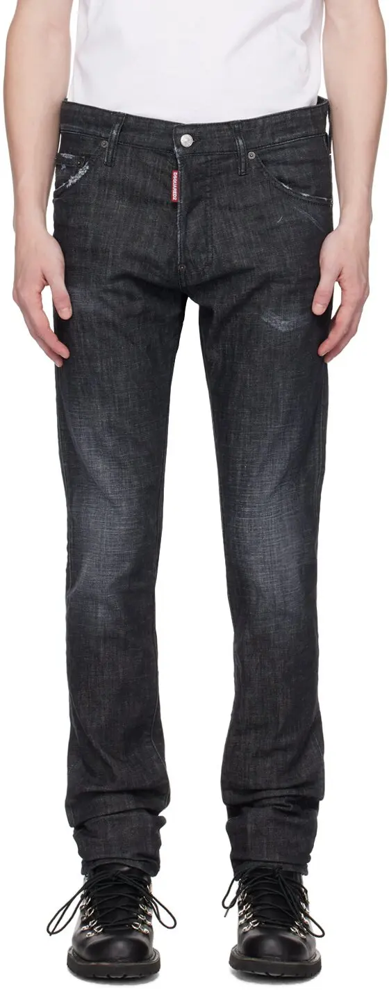 Dsquared2 Distressed Tapered Slim-fit Jeans - Black