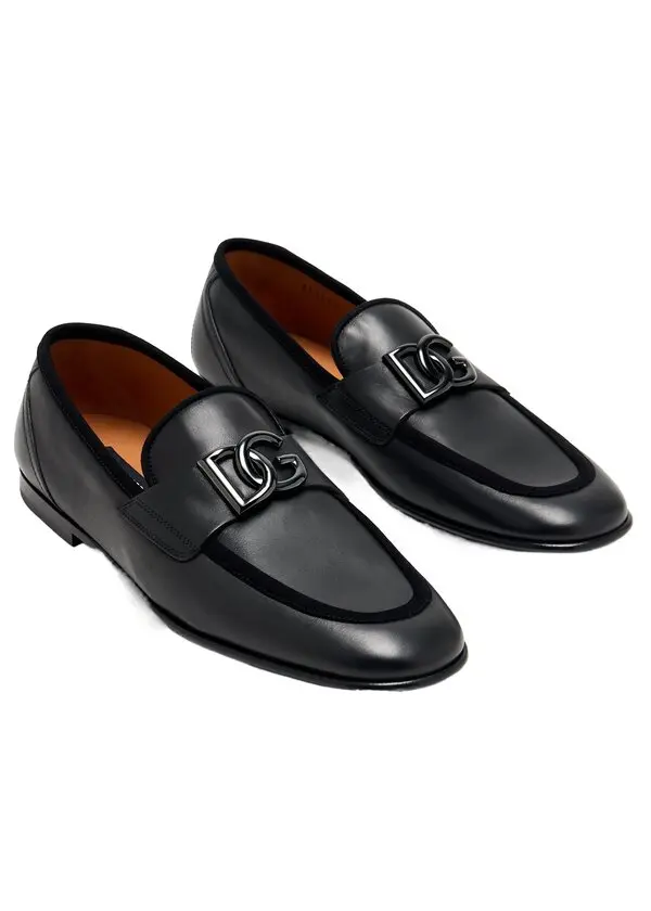 Dolce & Gabbana Erice Dg Logo Plaque Loafers - Black