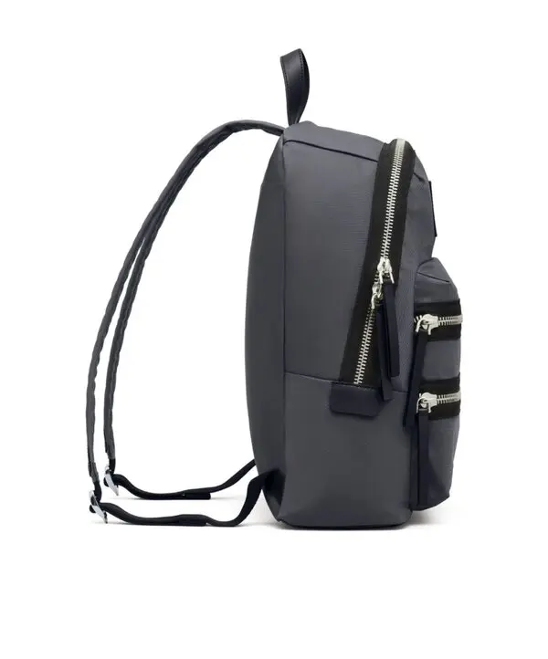 Marc Jacobs Biker Logo-patch Zipped Backpack - Fog Gray