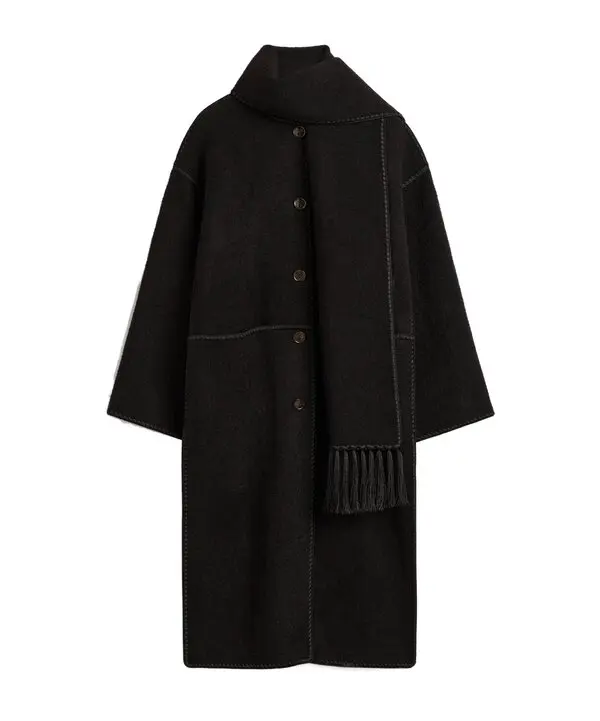 TOTEME Attached-scarf Patch-pocketed Coat - Black