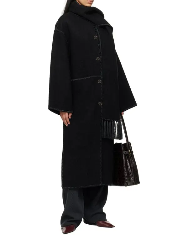 TOTEME Attached-scarf Patch-pocketed Coat - Black