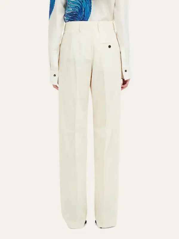 FERRAGAMO Wide-leg Tailored Trousers - Parchment
