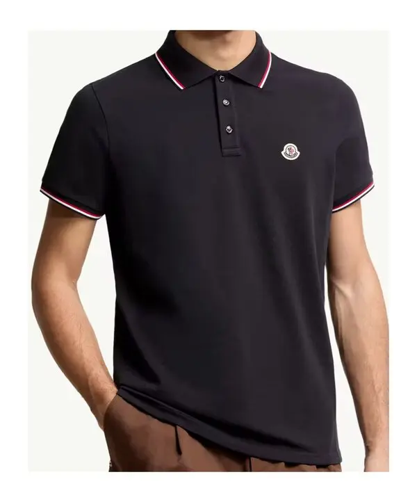 Moncler Logo Trim Polo Shirt - Black