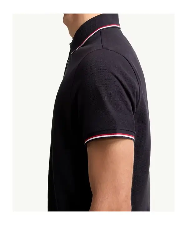 Moncler Logo Trim Polo Shirt - Black