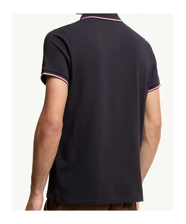 Moncler Logo Trim Polo Shirt - Black