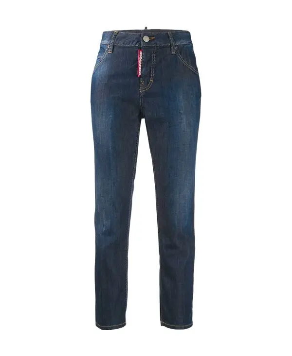Dsquared2 Cropped Girlfriend Fit Jeans - Blue