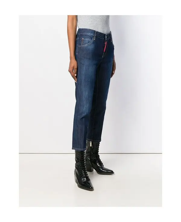 Dsquared2 Cropped Girlfriend Fit Jeans - Blue